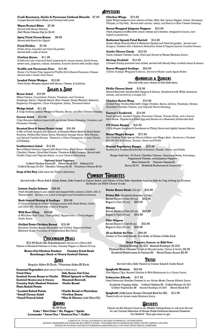 Menu – Cowboy Town